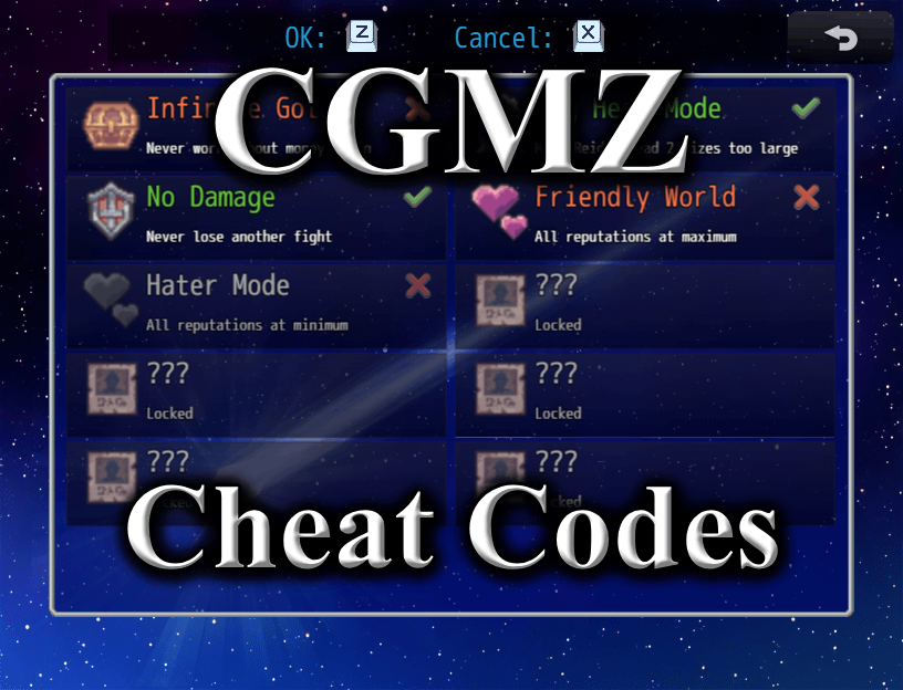 [CGMZ] Cheat Codes